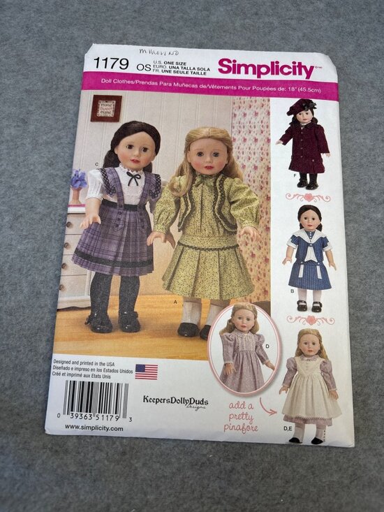 Simplicity | Office | Simplicity 179 Doll Clothes Sewing Pattern Size ...